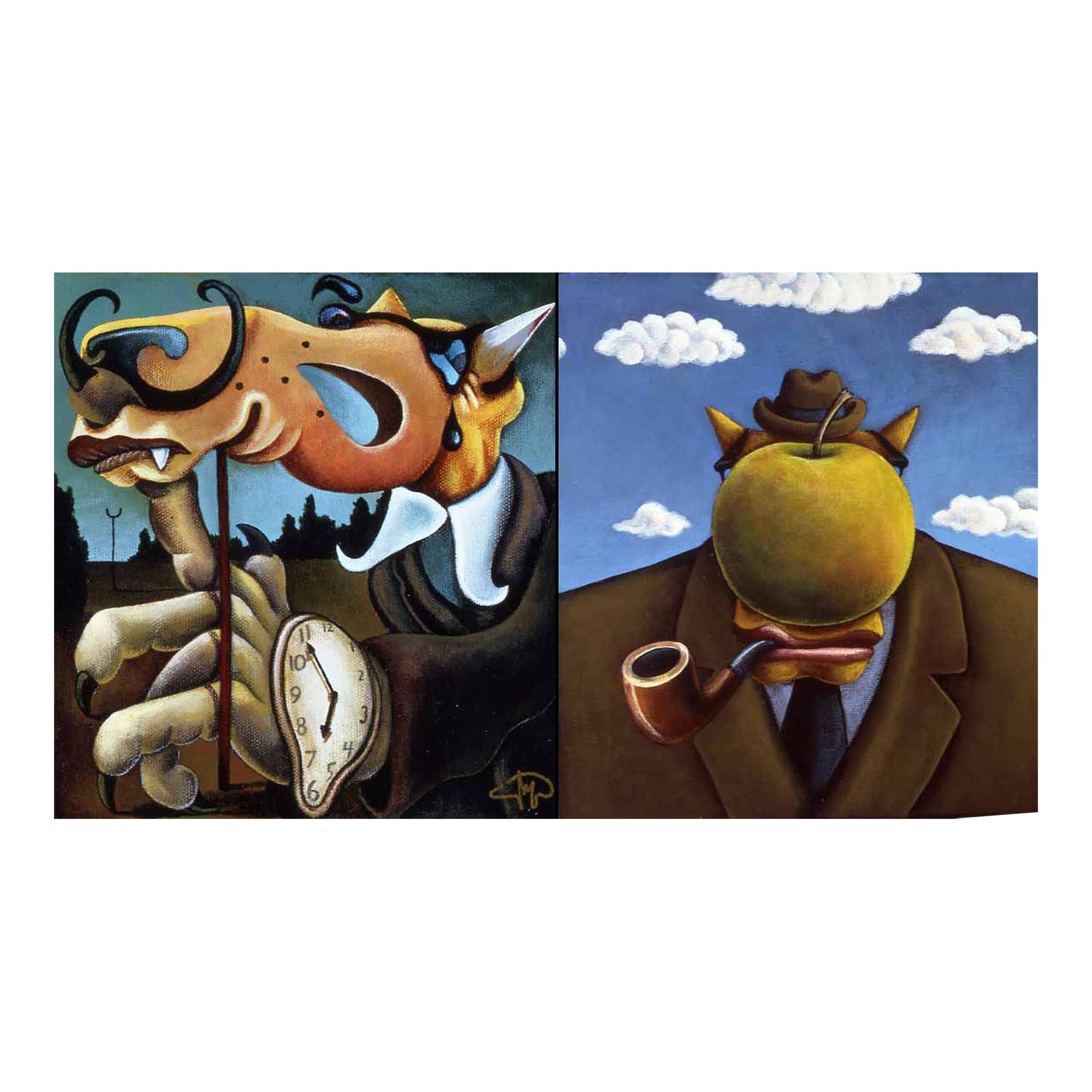 Markus Pierson "Art History Coyote Portraits of Magritte and Dali" 2 ...