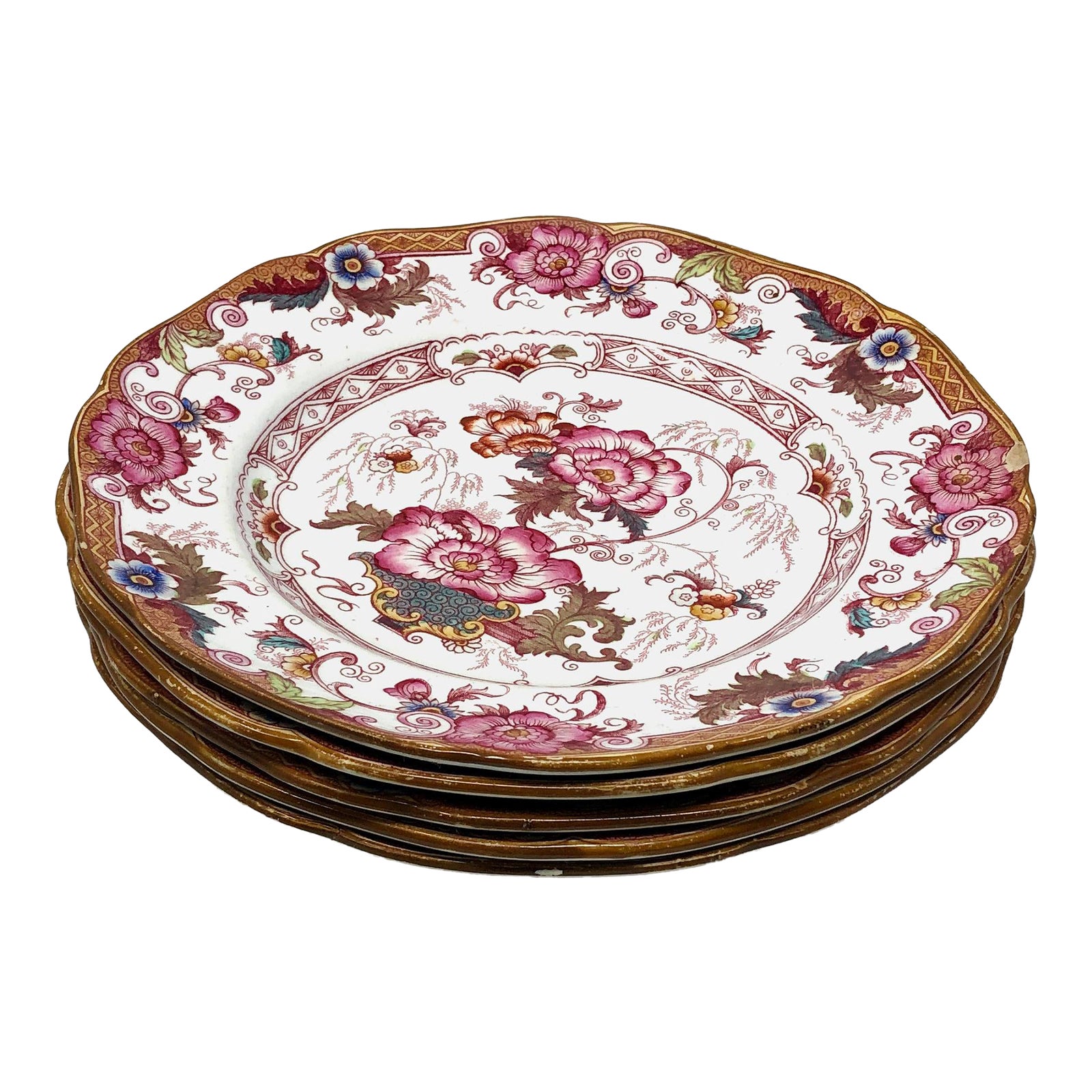 Set of 5 Early 20th Century Antique Cauldon England Plates | Chairish