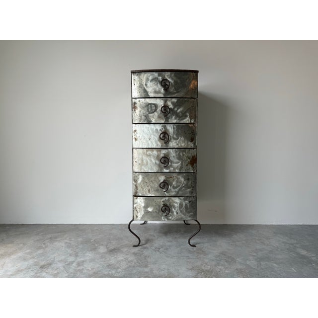 80's Postmodern Memphis - Style Brushed Metal Tall Six Drawer Chest ...
