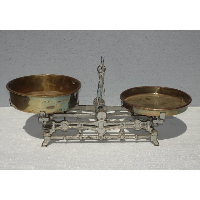 Antique Iron Metal Mercantile Balance Scale ~ Mid Century Modern | Chairish