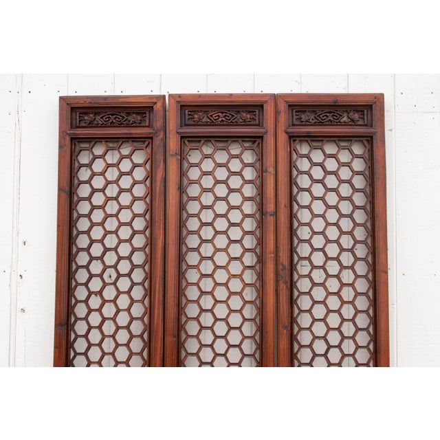 Set of 3 Mid-Century Honeycomb Chinese Panels | Chairish