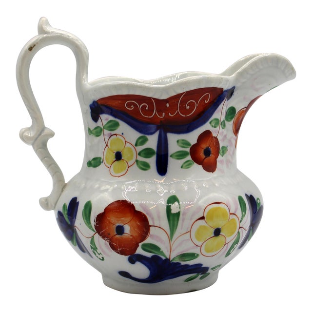 Circa 1840 Gaudy Welsh Pearlware Jug | Chairish
