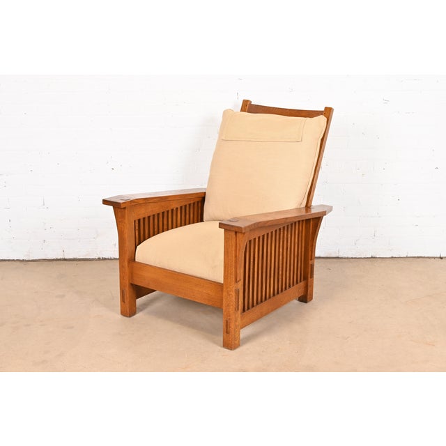 Stickley Mission Oak Arts & Crafts Reclining Morris Lounge Chair | Chairish