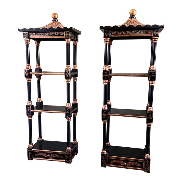 Pair of Chinoiserie Style Pagoda Wall Shelves | Chairish