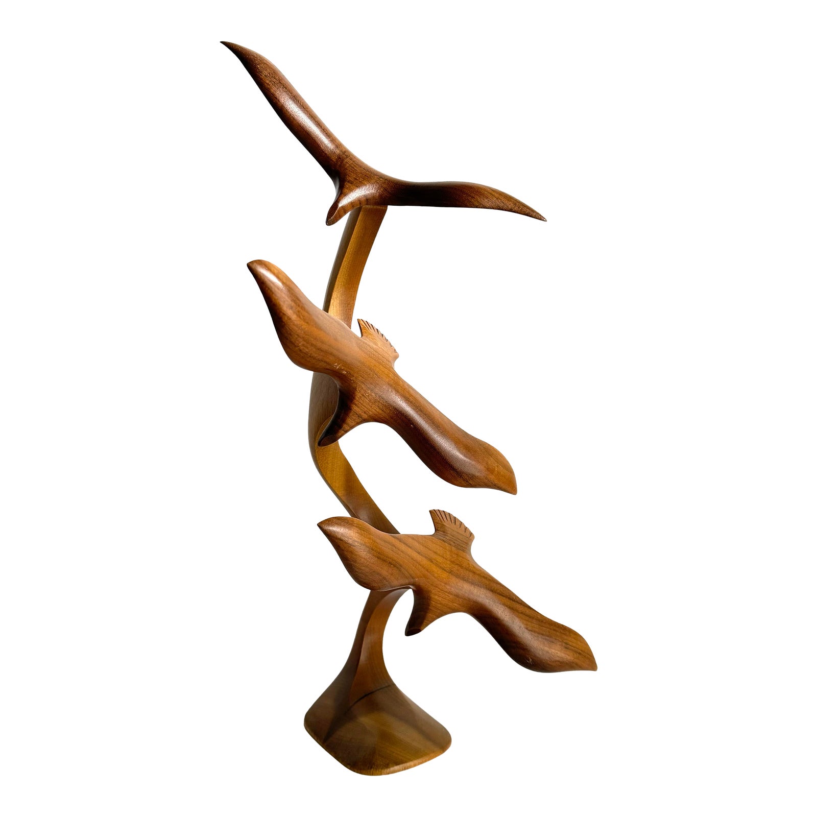 Mid Century Birds in Flight Sculpture Oregon MyrtleWood Carved Wood ...