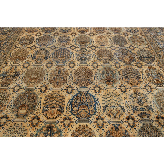 Tan Antique Persian Kerman Wool Rug With Allover Pattern | Chairish