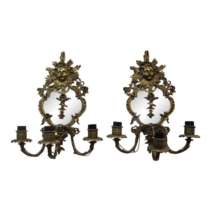 Pair Solid Bronze French Art Deco Figural Sconces Candelabras C1920s ... Pair Solid Bronze French Art Deco Figural Sconces Candelabras C1920s ...