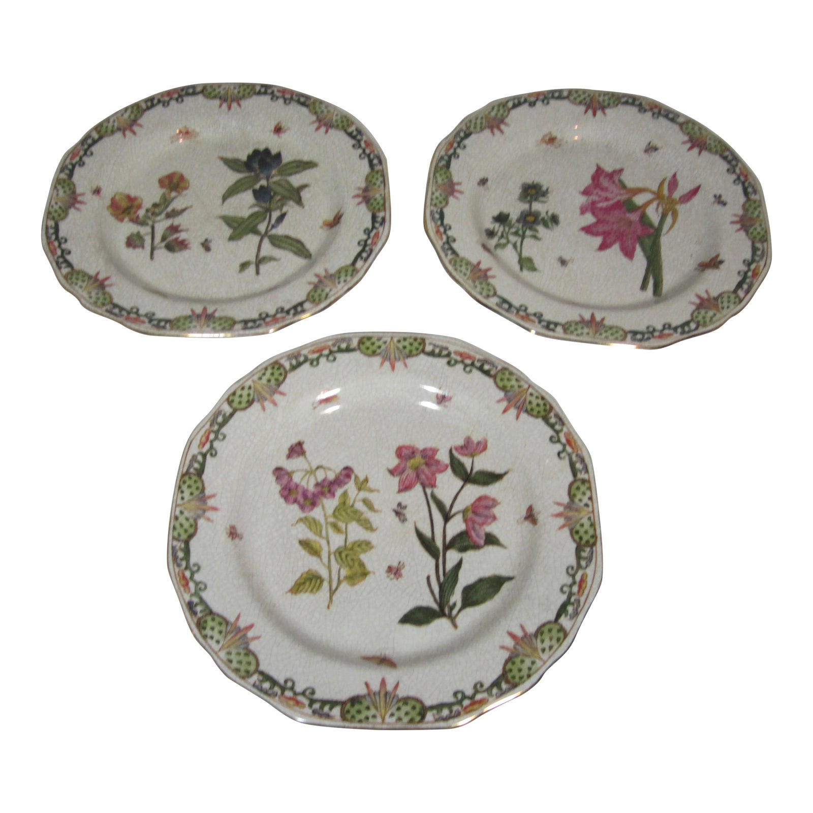 Floral Motif Decorative Plates - Set of 3 | Chairish