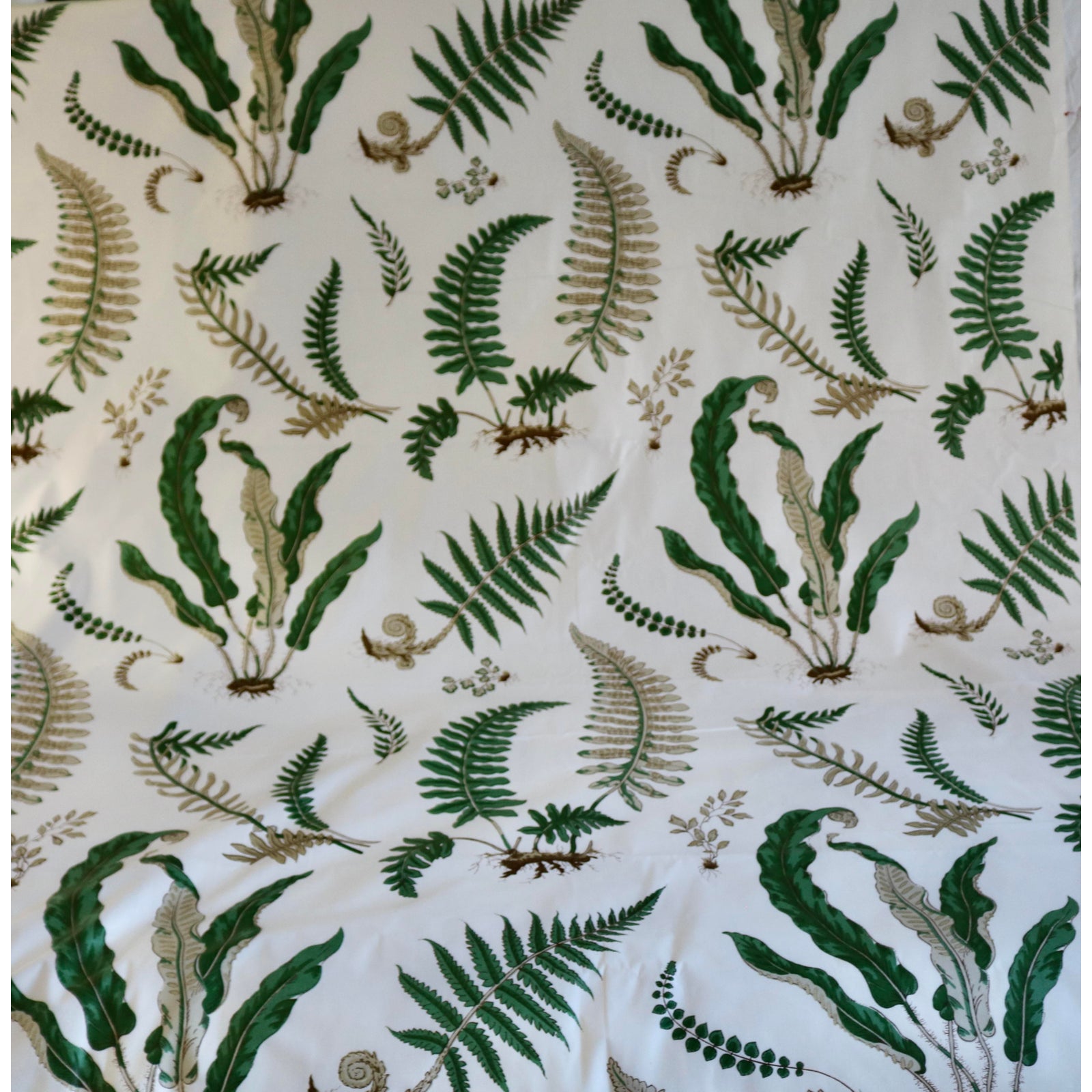 Scalamadre Elise De Wolf Design Chintz Ferns on White Fabric- 5 Yards ...