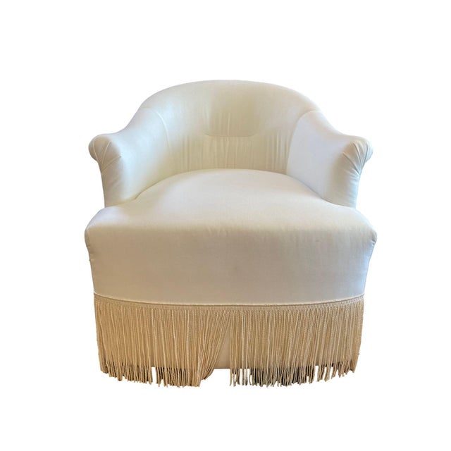 Ivar Swivel Barrel Chair with Fringe | Chairish