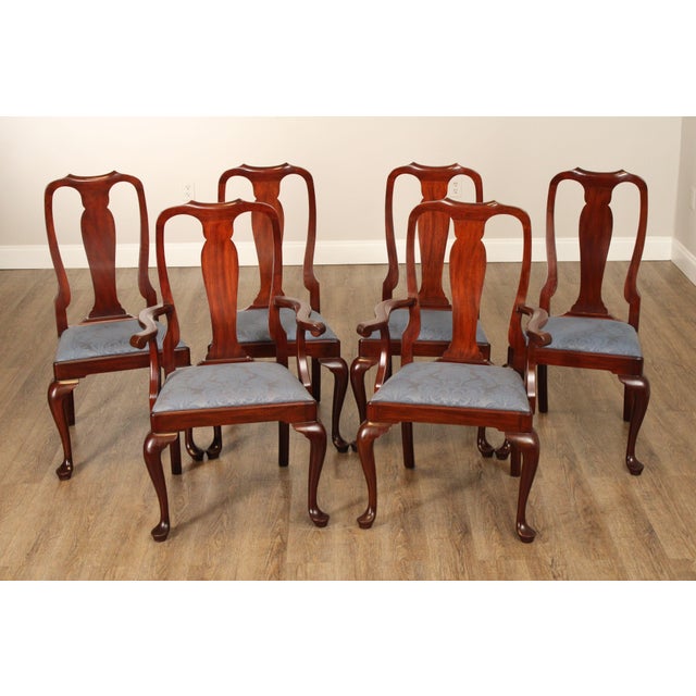 Henkel Harris Queen Anne Style Set of Six Carved Mahogany Dining Chairs ...