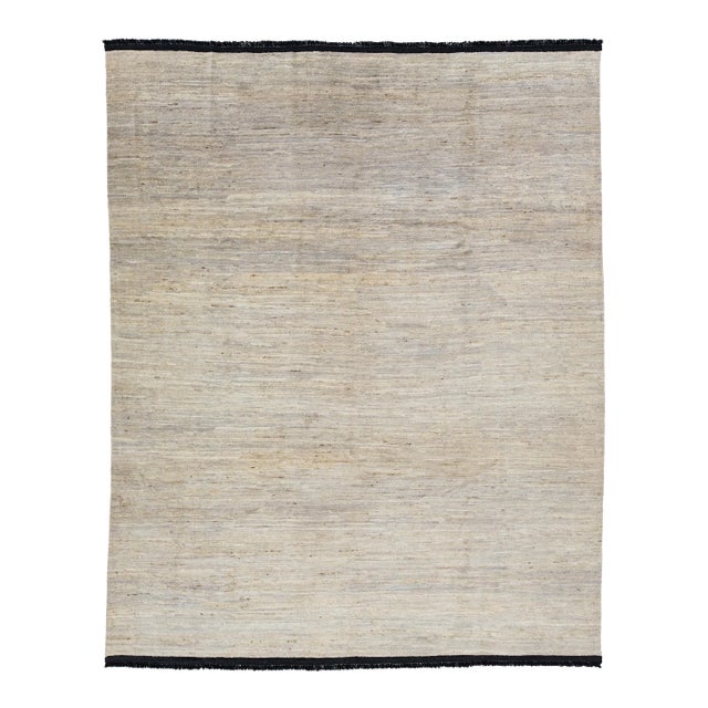 Modern Gabbeh Style Room Size Wool Rug in Beige & Gray Colors | Chairish