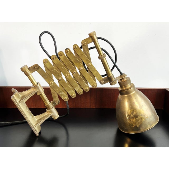 Vintage Industrial Chic C.1930's Brass Scissor Wall Mounted Lamp | Chairish