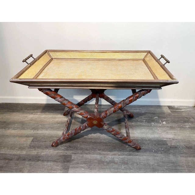 Tray-Top Side Table With Foliate Carved Legs | Chairish