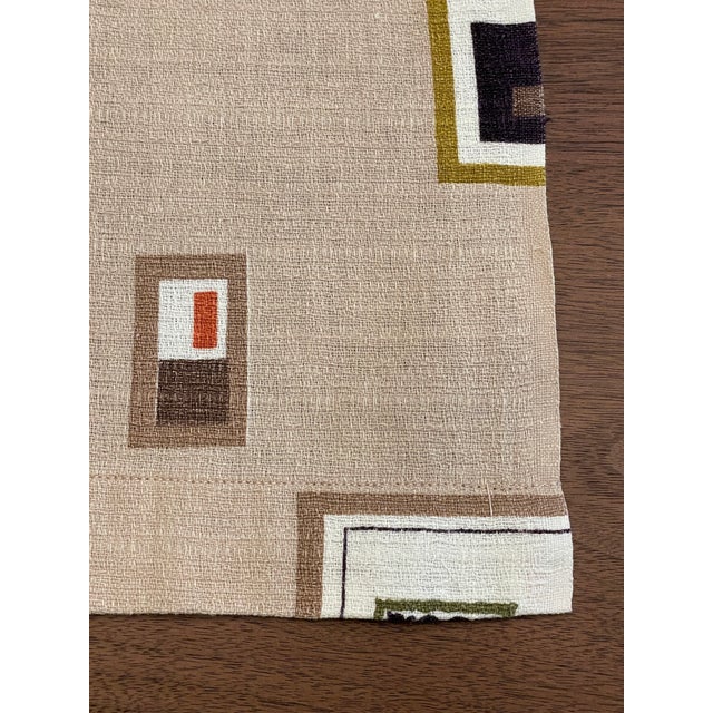 Mid-Century Geometric Design Fabric Remnant | Chairish