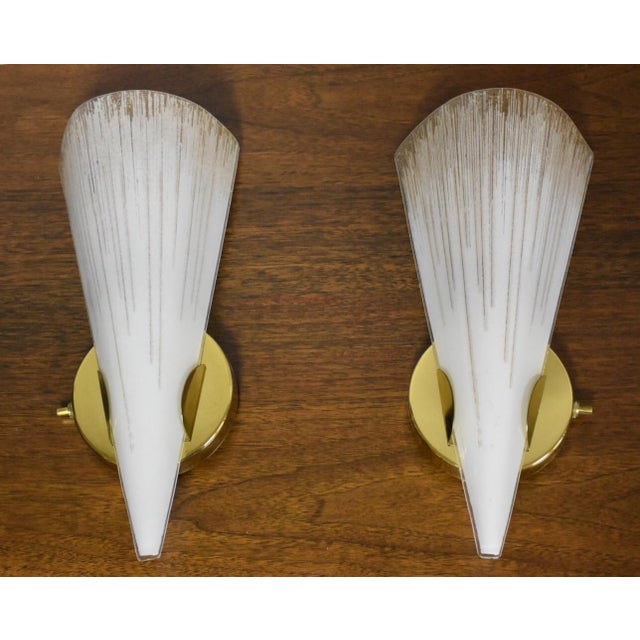 Lightolier Brass & Glass Wall Sconces - A Pair | Chairish