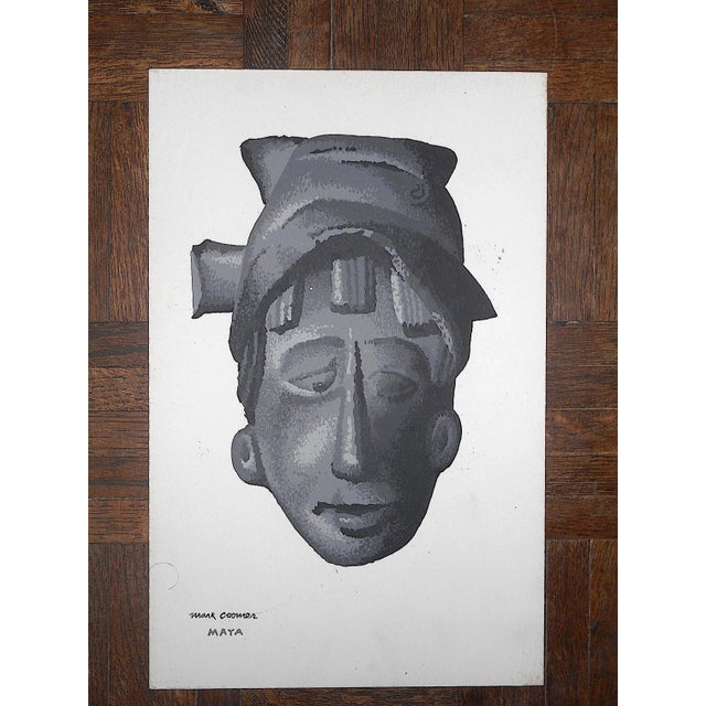 Vintage . Serigraphs-Listed American Artist-Mayan/Incan-Masks-A Pair ...