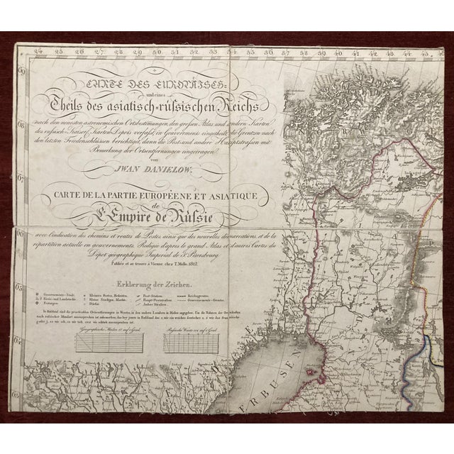 1812 Large Wall Map of Napoleonic Campaign in Russia | Chairish