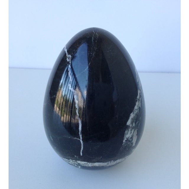 Vintage C1970's Large Black Marble Egg-Shaped Accent/Paperweight | Chairish