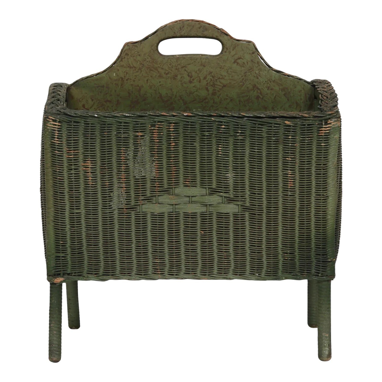 1920’s Lloyd Loom Wicker Newspaper Rack | Chairish