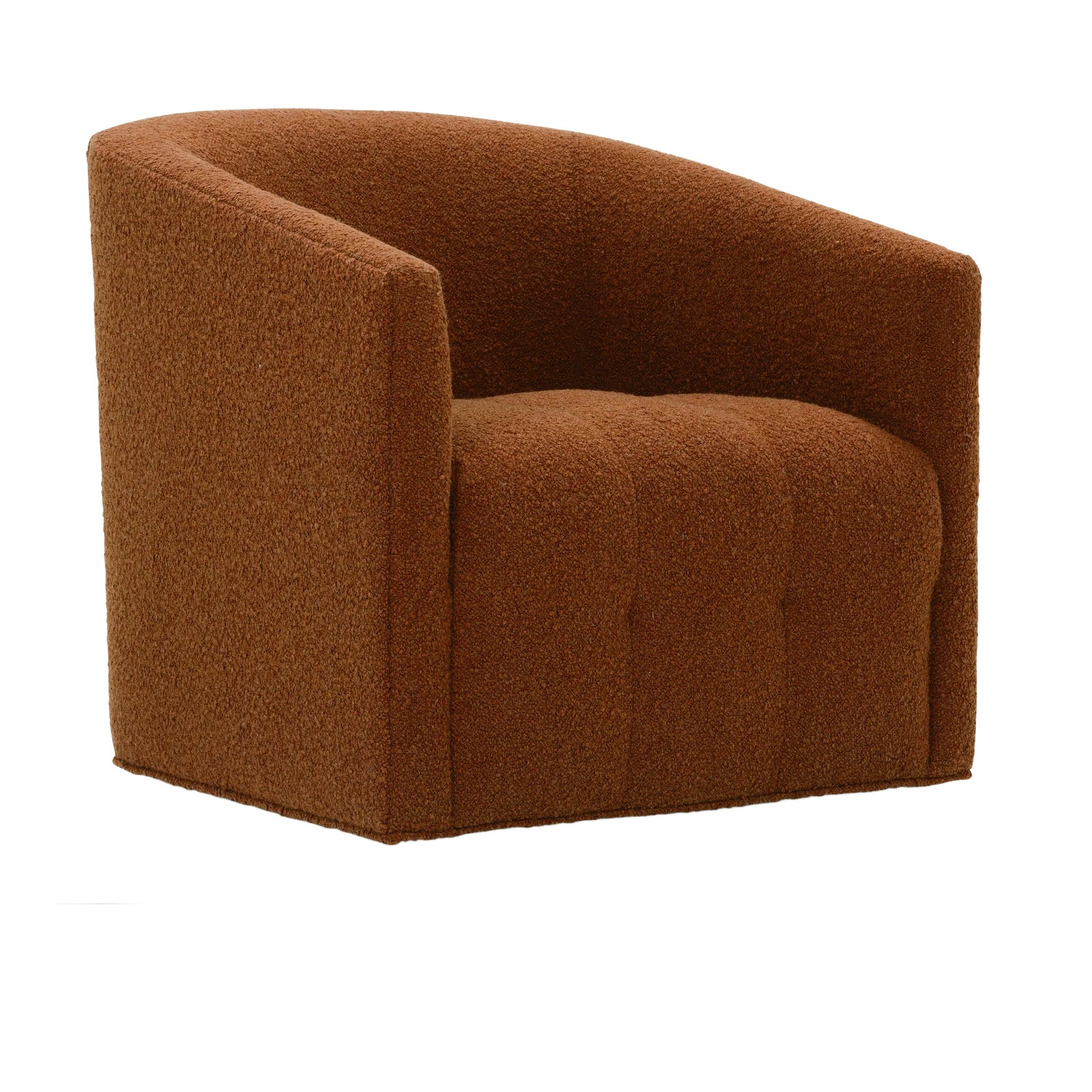 Peyton Boucle Fully Upholstered Swivel Chair, Rust | Chairish