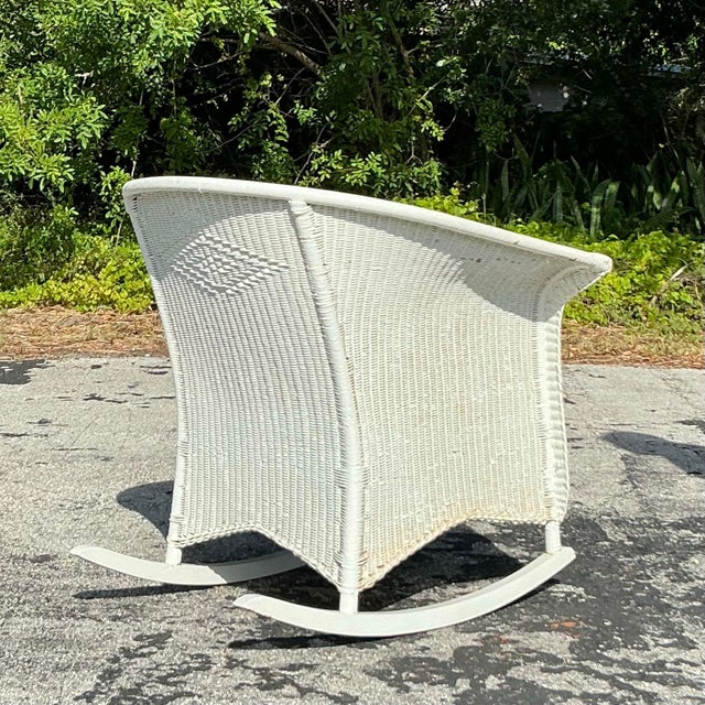 Vintage Coastal Diamond Weave Rattan Rocker and Lounge Chairs- a Pair ...