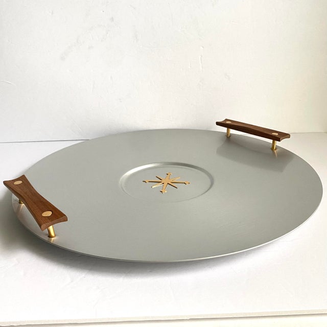 Mid Century Modern Mirro Medallion Serving Tray Aluminum Atomic ...