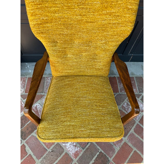 MCM Danish Lounge Chair in Original Mustard/Ochre Bouclé Fabric | Chairish