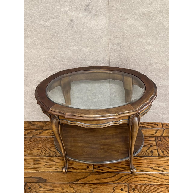 Late 20th Century Scalloped-Edge Solid Wood Accent Table With Wavy ...