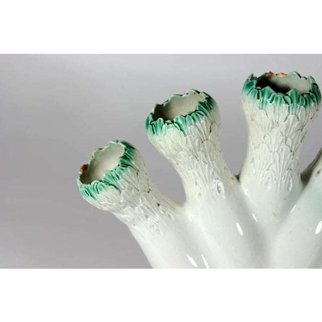 18th-Century Creamware Flower Finger or Quintell Vase With Green Molded ...