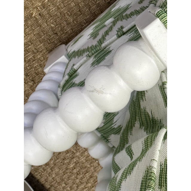 White Bobbin Chair With Green & White Kravet Upholstery | Chairish