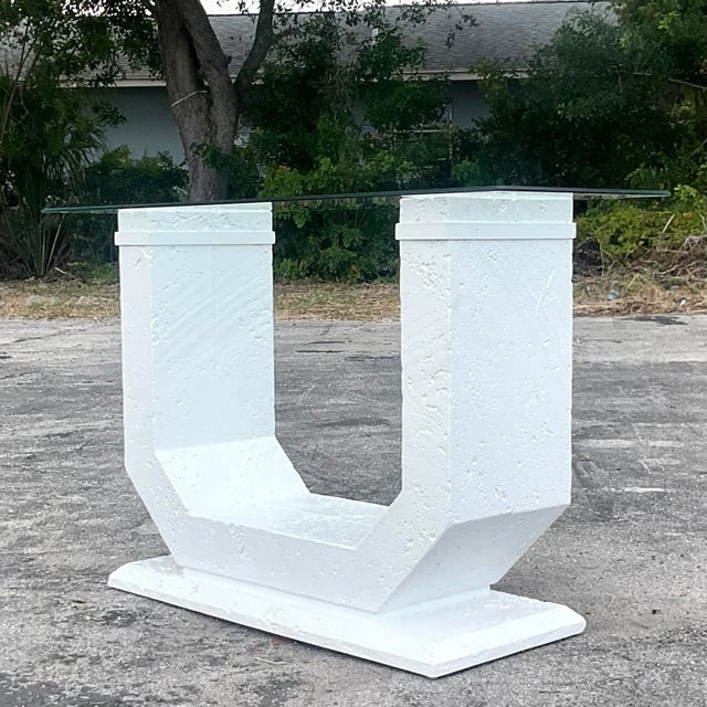 Vintage Coastal Plaster Console Table | Chairish