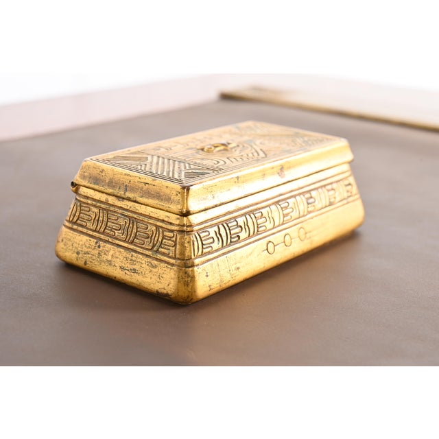 Tiffany Studios New York American Indian Bronze Doré Box | Chairish