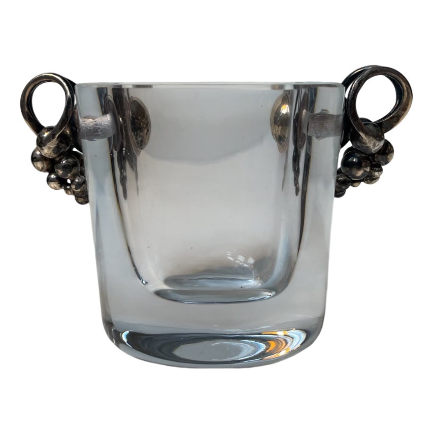 Swedish Art Deco Glass Vase with Silver Grape Cluster from ...