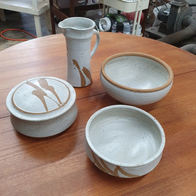 1990s Potter Charles Halling Studio Pottery Serving Set - 4 Pieces ...