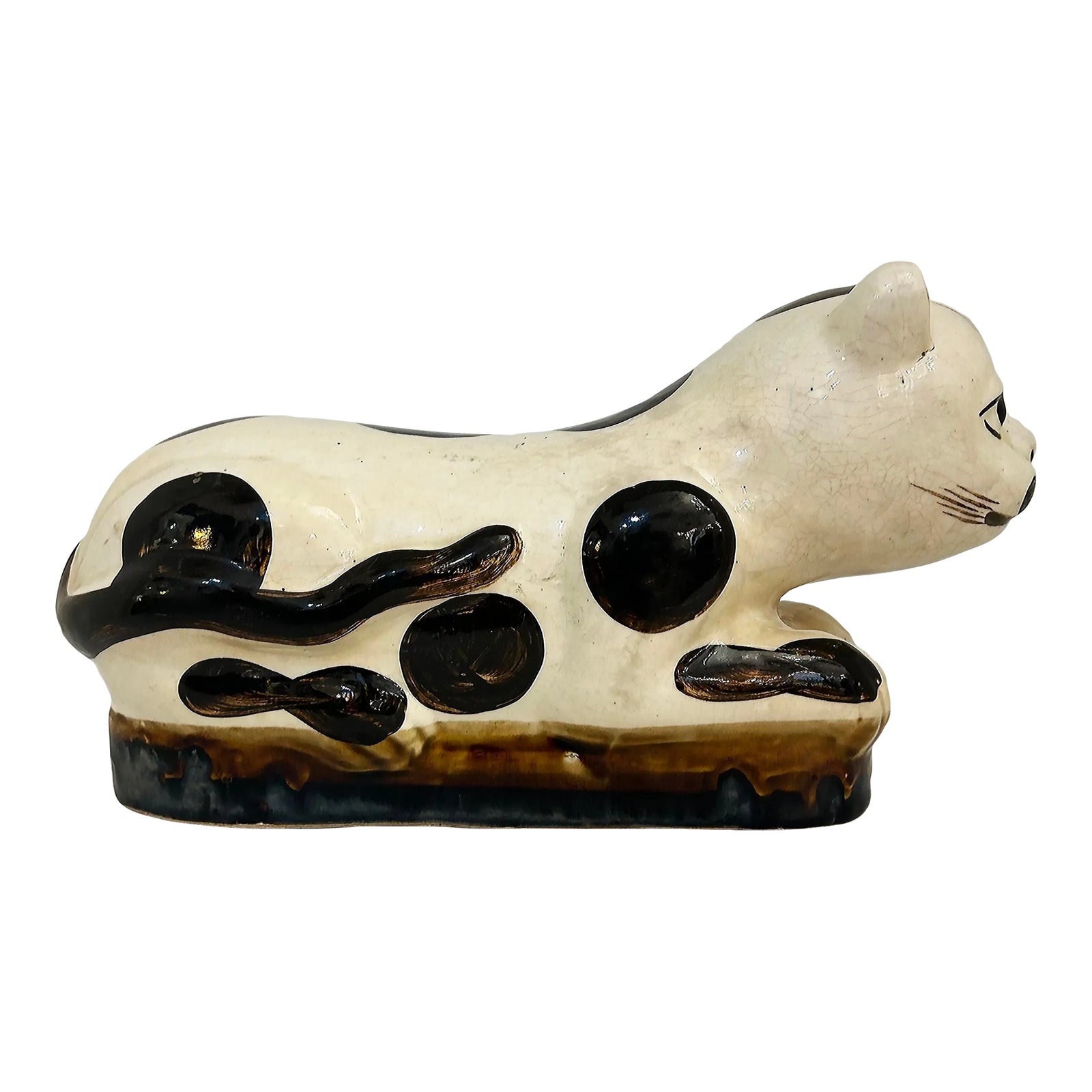 Chinese 19th-Century Porcelain Cizhou-Ware Cat "Pillow" | Chairish