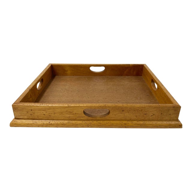 Vintage Oversized Wood Handled Tray | Chairish