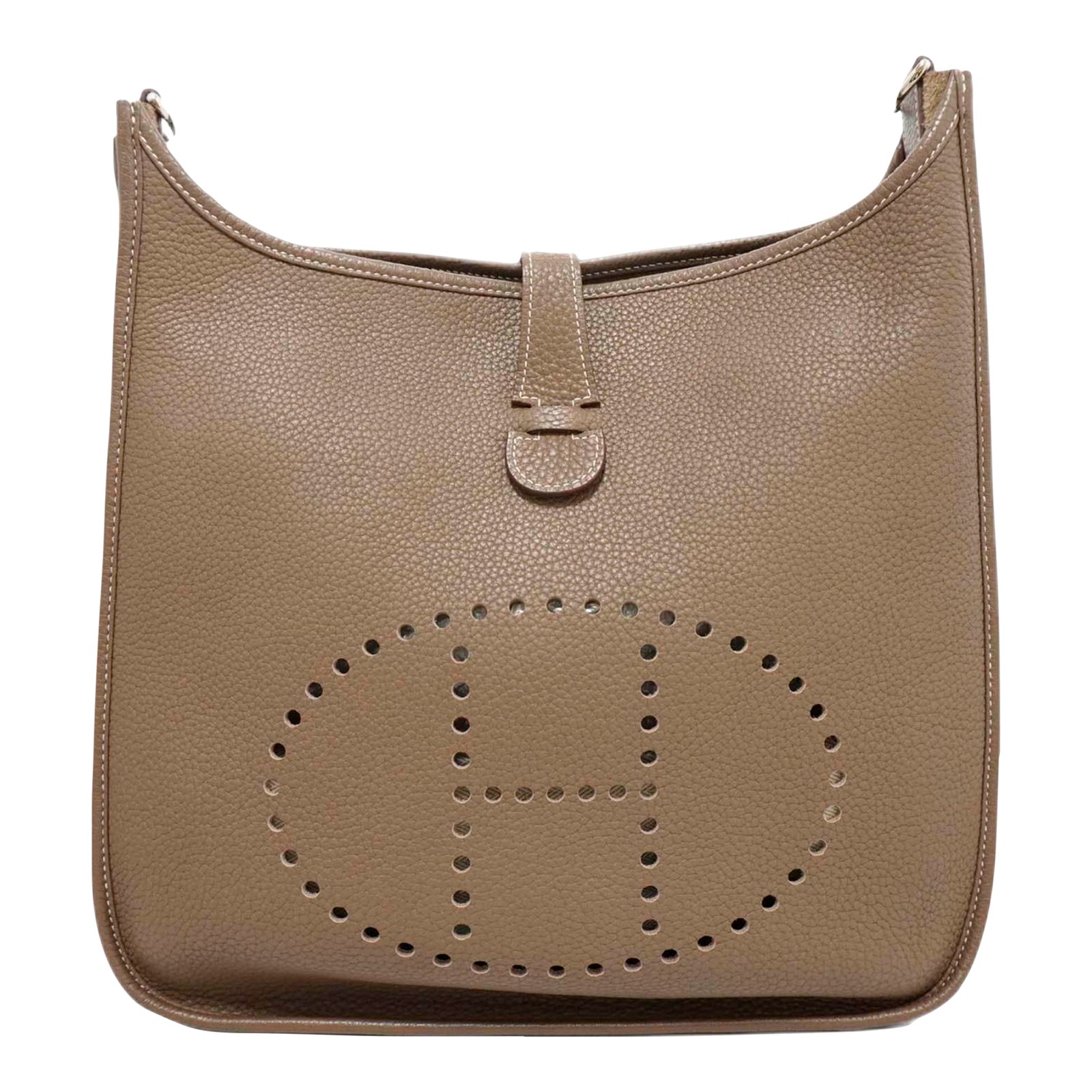 Hermes Evelyn Pm Shoulder Bag Etoupe Sv Hardware Taurillon P Engraved ...
