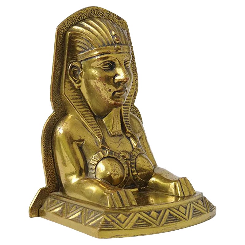 Art Deco Brass Sphinx Bookend, 1920s | Chairish