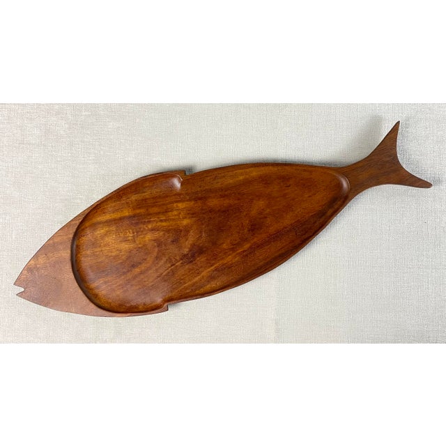 Vintage Fish-Shape Mahogany Serving Tray by Fritz Mevs Factory Haiti ...