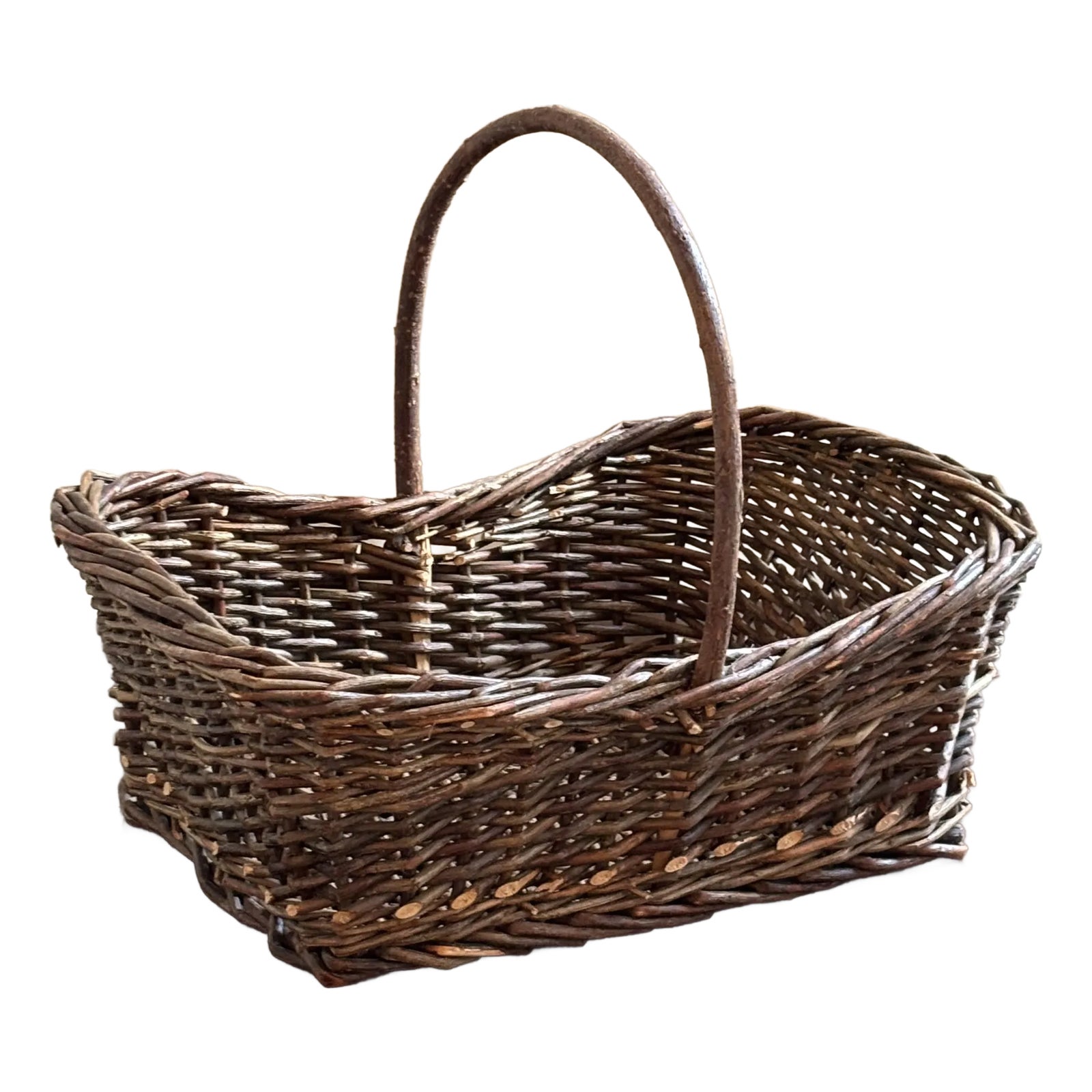 Rustic Vintage Twig Basket | Chairish