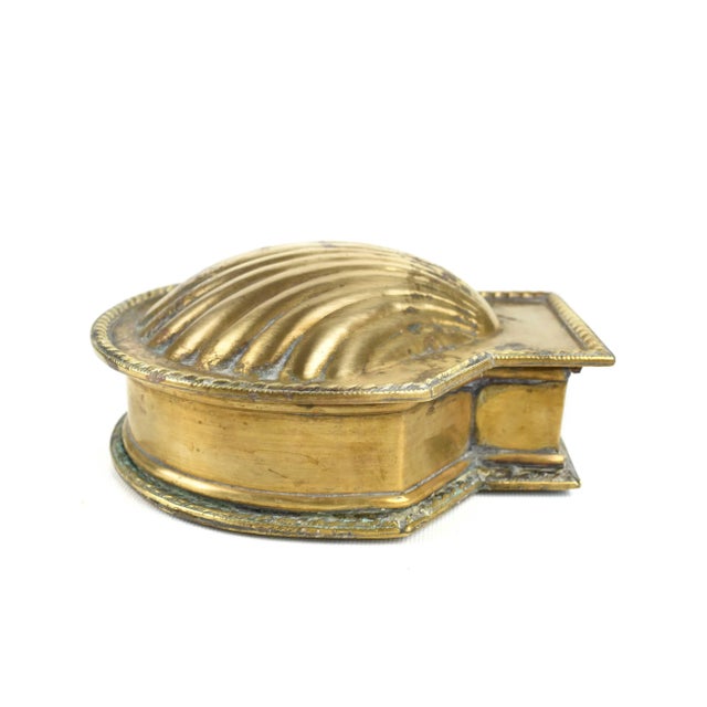 Mid 20th Century Solid Brass Hinged Clam Shell Trinket Jewelry Box ...