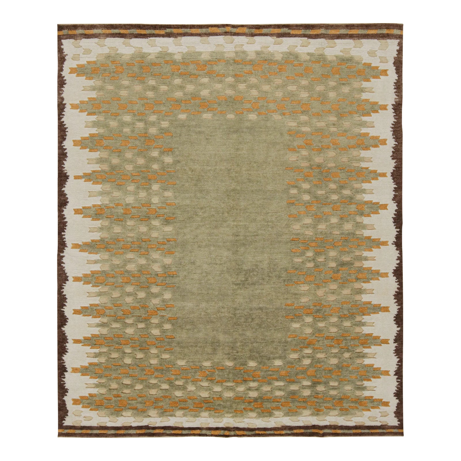 Rug & Kilim’s Scandinavian Style Rug in Green With Geometric Patterns ...