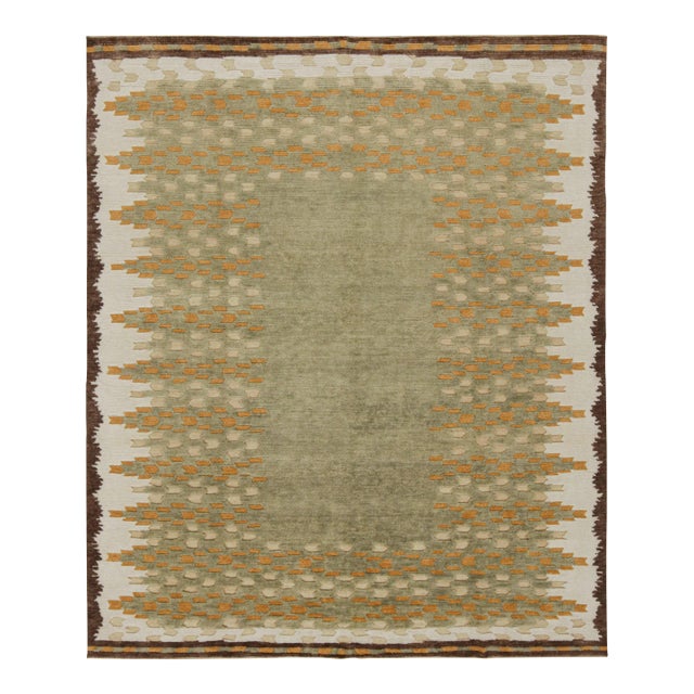 Rug & Kilim’s Scandinavian Style Rug in Green With Geometric Patterns ...