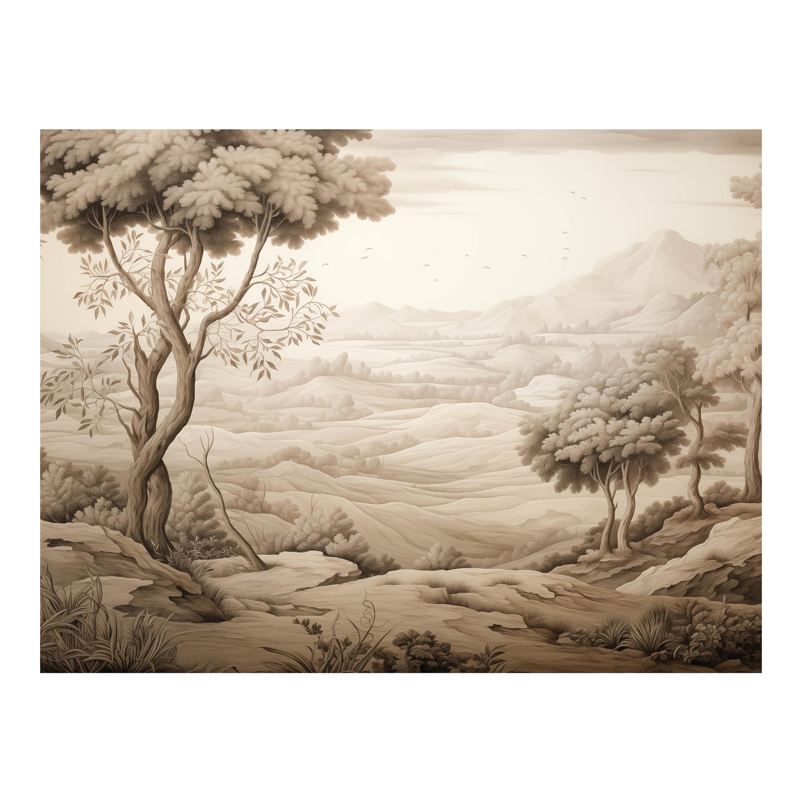 32' X 24' Original Grisaille Landscape Print 16th Century Style | Chairish