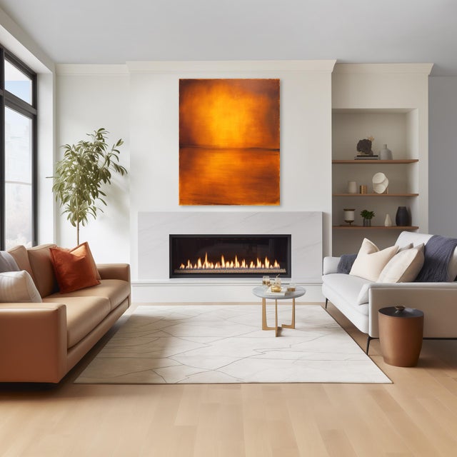 Meraki - Elegant Amber Abstract Landscape Oil Painting Original Artwork ...
