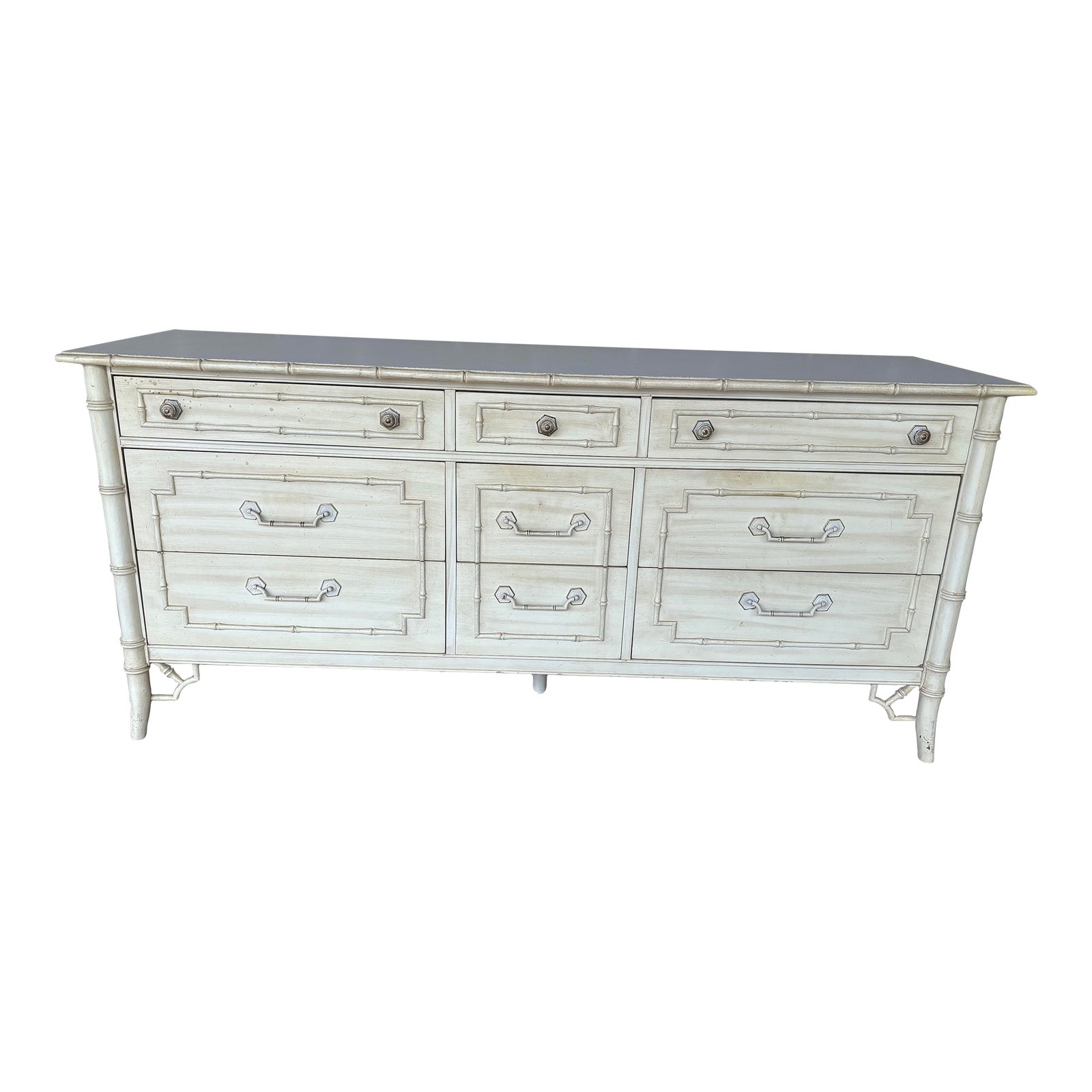 Thomasville Allegro Collection Faux Bamboo 9 Drawer Dresser | Chairish