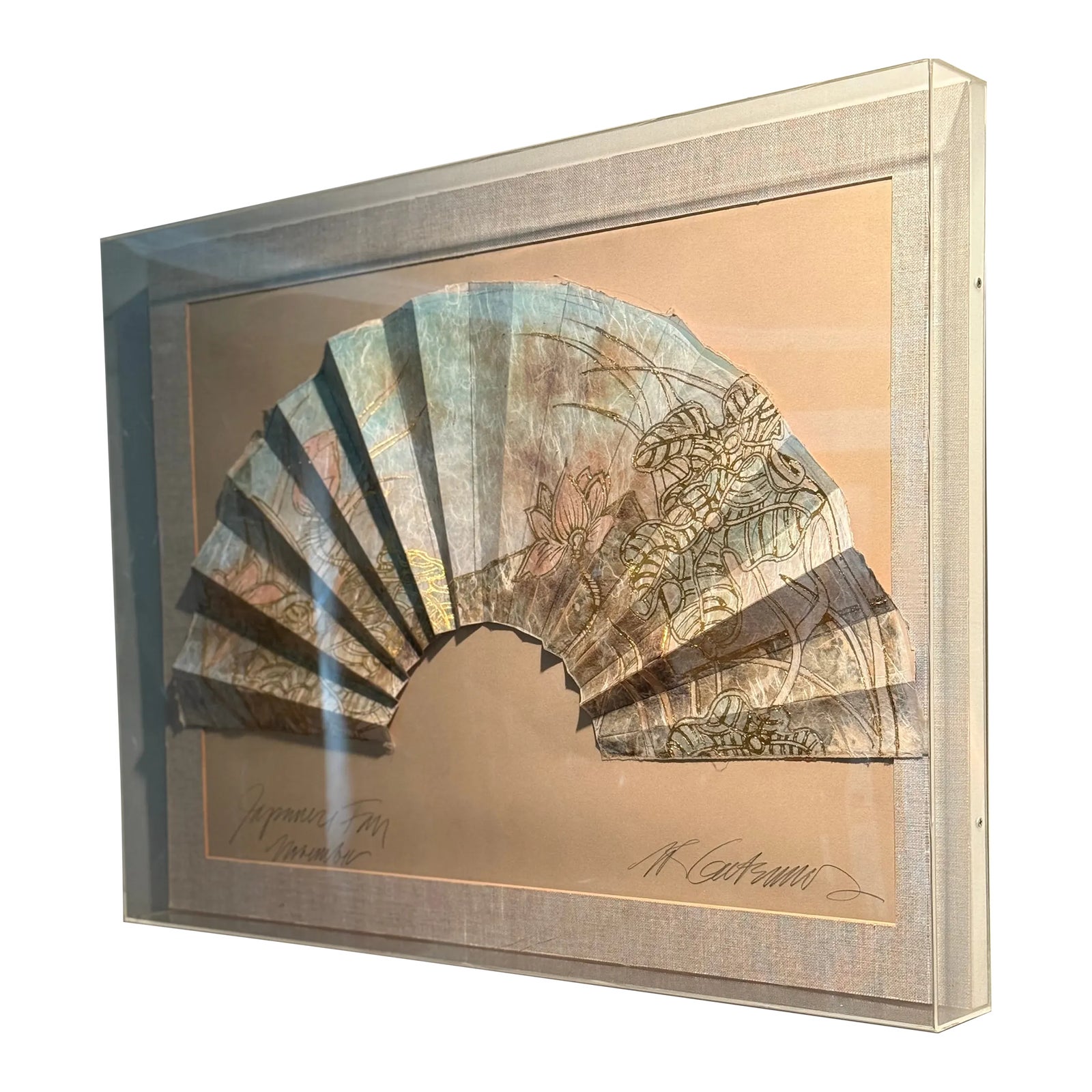 1970s William Gatewood- Japanese Lotus Flower With Gold Leaf Accents ...