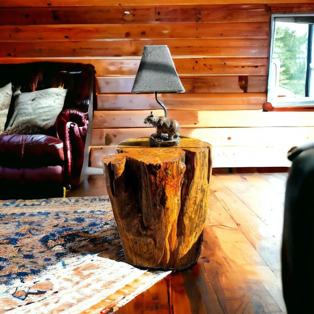 Rustic Handcrafted Reclaimed Wood Stump Side Table Plant Stand | Chairish