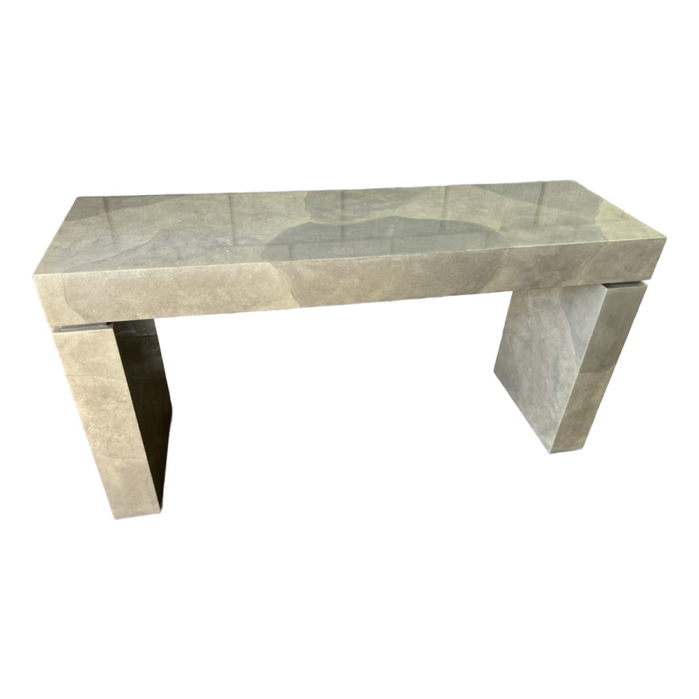Modern Faux Parchment Lacquered Console by Sally Sirkin Lewis for J ...